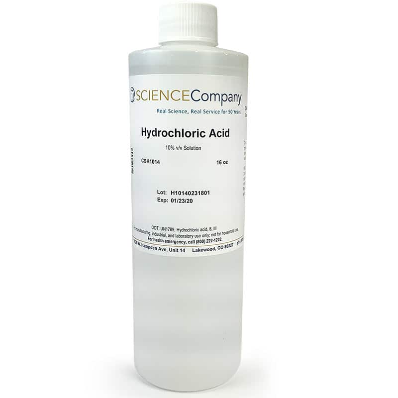 Hydrochloric Acid, 10% solution, 500ml for sale. Buy from The Science ...