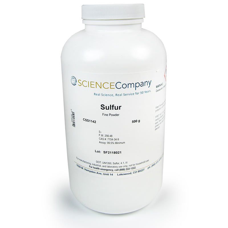 Technical Grade Sulfur Powder, 500g for sale. Buy from The Science Company.