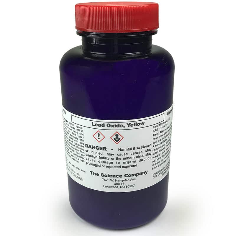 Lab Grade Yellow Lead Oxide (Litharge), 100g for sale. Buy from The ...