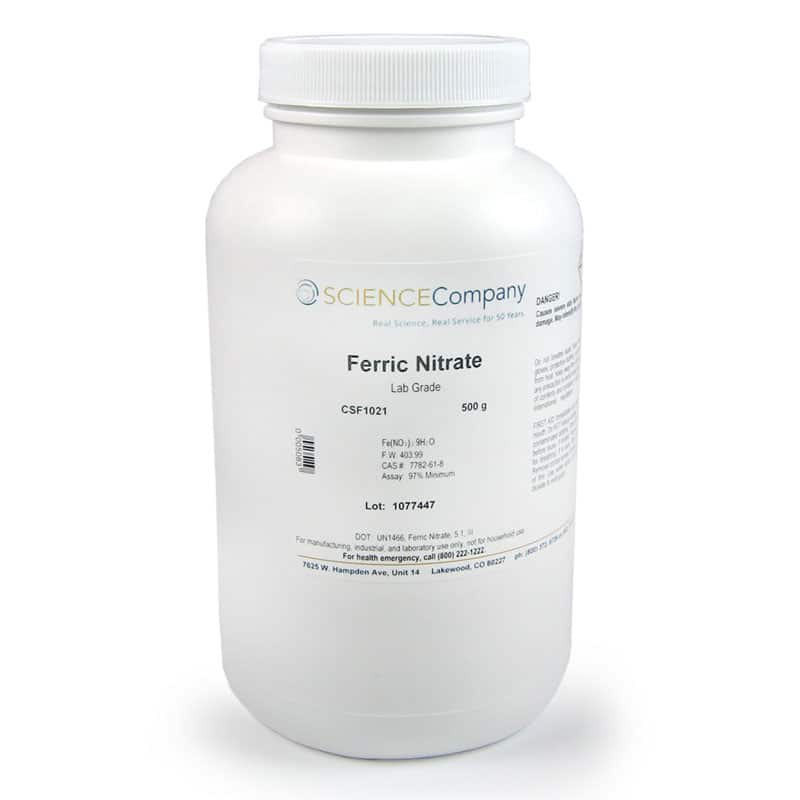 Lab Grade Ferric Nitrate, 500g from The Science Company.