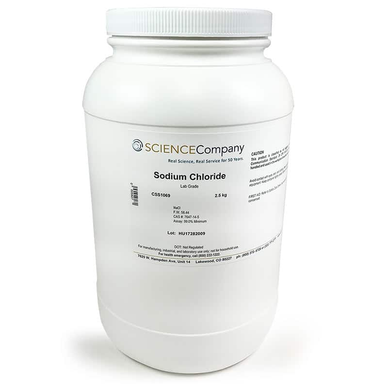 Lab Grade Sodium Chloride, 2.5kg for sale. Buy from The Science Company.