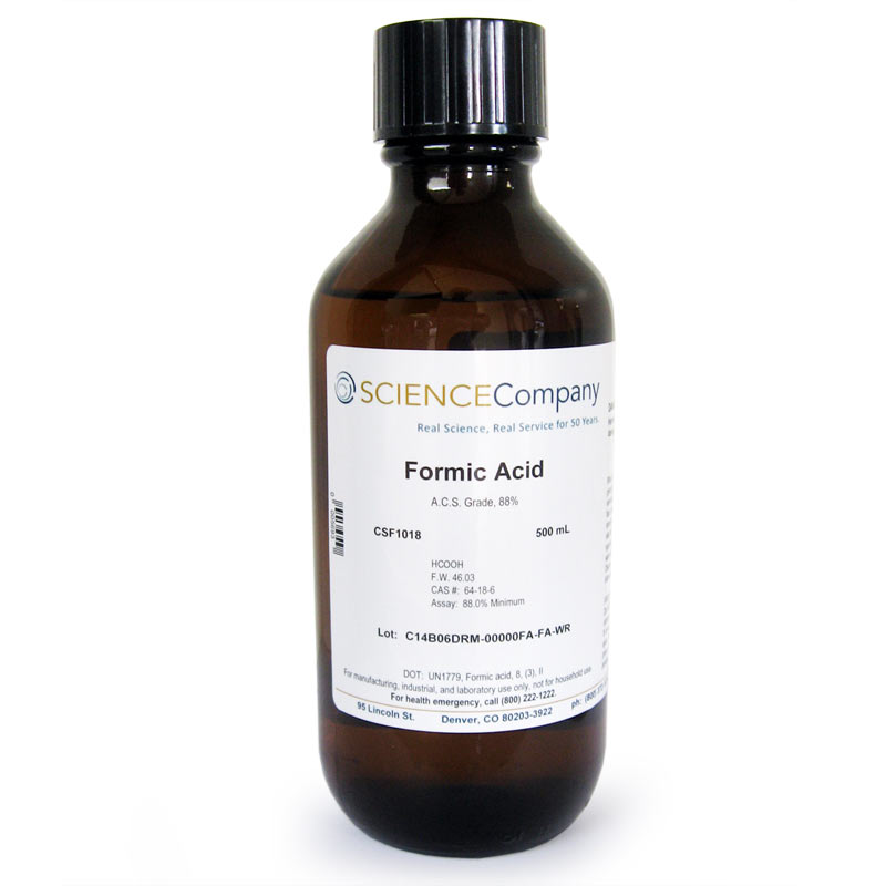 ACS Grade Formic Acid, 88%, 500mL for sale. Buy from The Science Company.