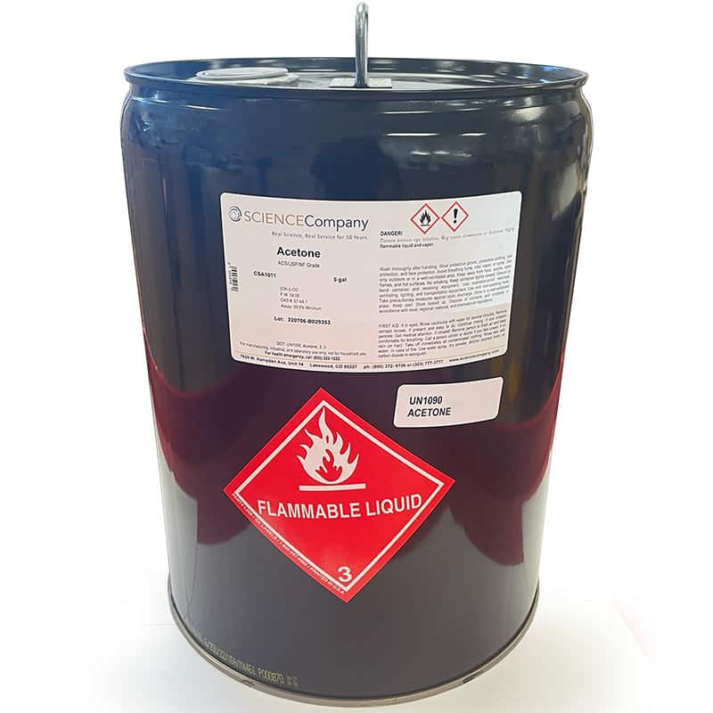 Acetone, 5 Gal., ACS/USP/NF, 99.5%. Buy from The Science Company