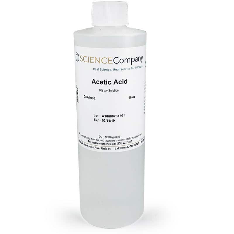 16 oz Acetic Acid, 6% concentration for sale. Buy from the Science Company.